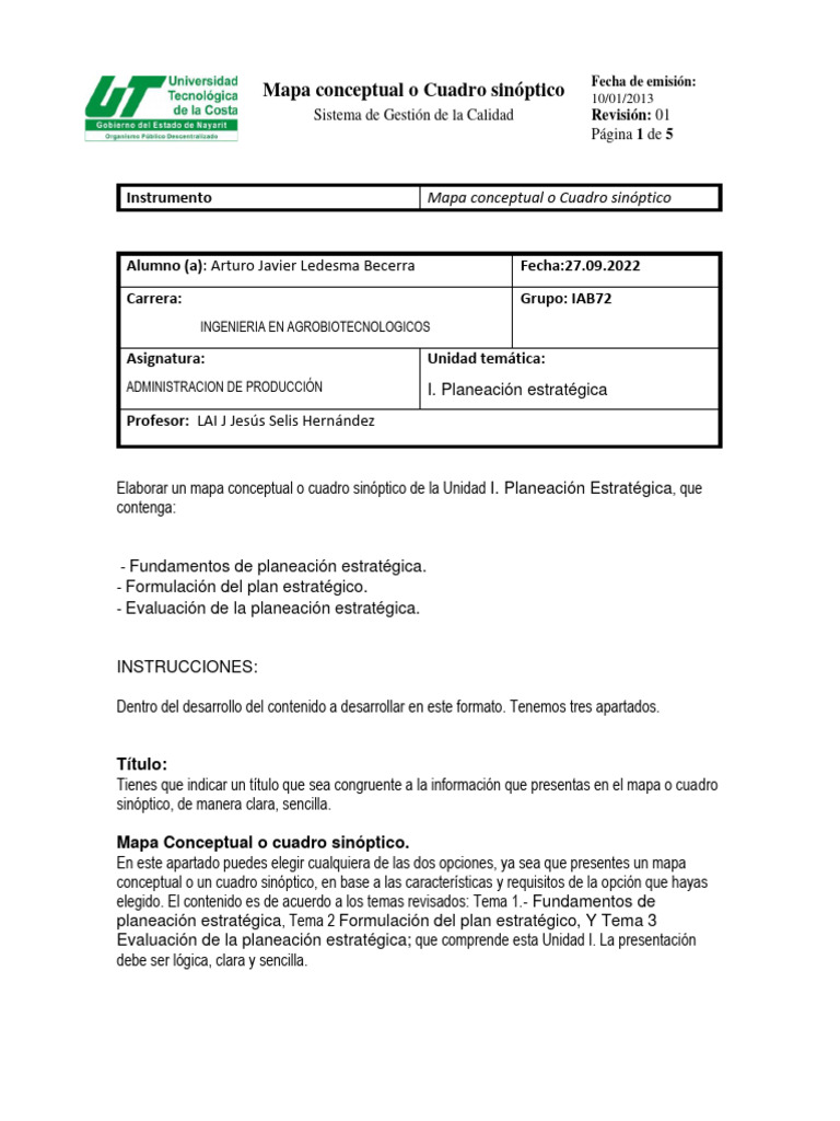 Mapa Conceptual o Cuadro Sinoptico ADMON PROD APA 1 | PDF