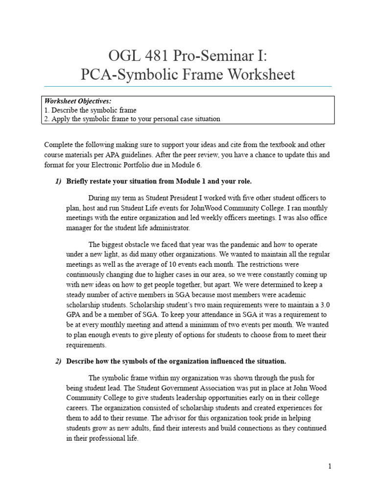 Symbolic Frame Worksheet | PDF | Leadership