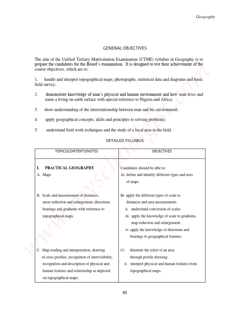 Jamb Syllabus For 2024 Geography | PDF | Soil | Climate Jamb Syllabus For 2024 Geography | PDF | Soil | Climate