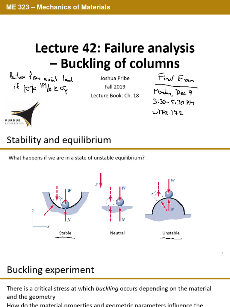 Lecture42 Buckling Purdue | PDF | Buckling | Mechanical Engineering