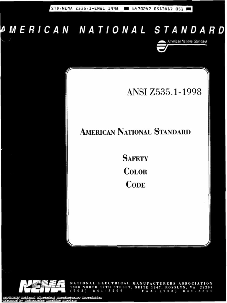 Ansi Z535.1 1998 Safety Color Code | PDF | Color | Safety
