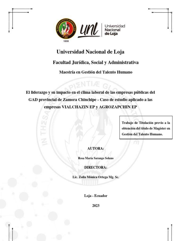 Tesis MGTH-Rosa María Sarango Solano | PDF | Liderazgo | Business