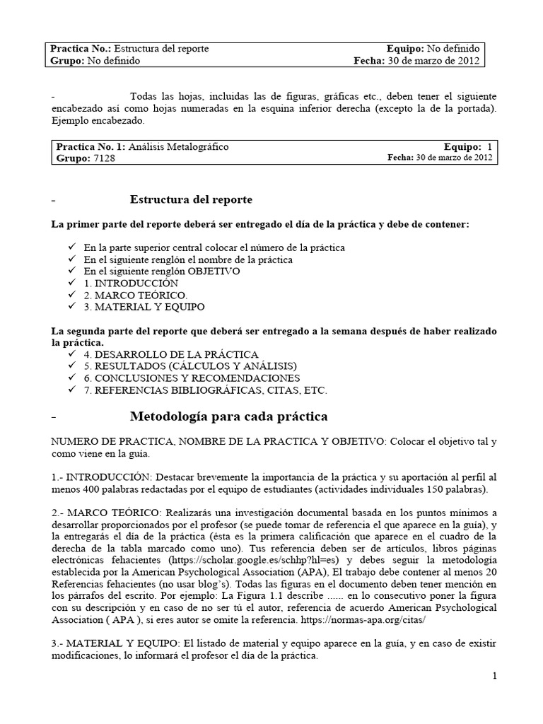 Estructura Del Reporte 2023 | Descargar gratis PDF | Science