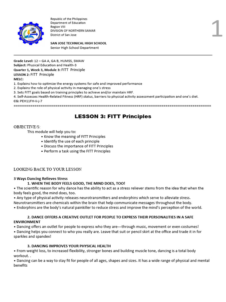 Lesson 3 Fitt Principle | Download Free PDF | Strength Training ...