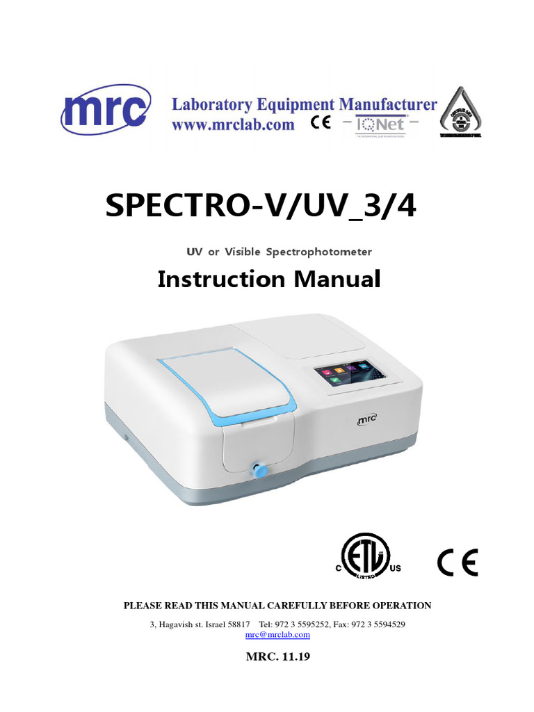 Spectro UV3 OPR | PDF | Spectrophotometry | Absorbance