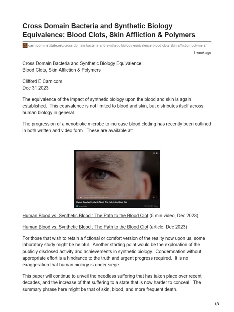 Cross Domain Bacteria and Synthetic Biology Equivalence Blood Clots ...