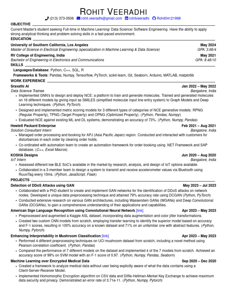 Rohit's Resume | PDF | Computing | Computer Science