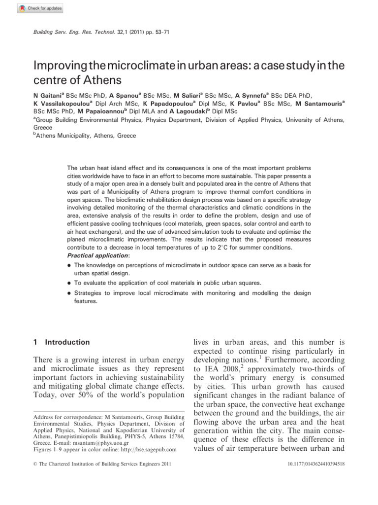 Improving The Microclimate in Urban Areas, A Cases Study in The Centre of Athens | PDF | Road ...