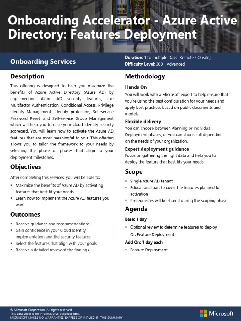 Azure AD Features Deployment DataSheet | PDF | Microsoft Azure | Cloud Computing
