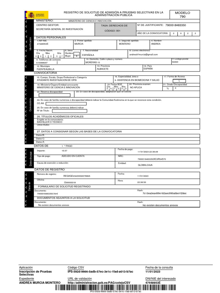 Justificante Registro PDF CSV 5377015 | PDF | Gobierno Justificante Registro PDF CSV 5377015 | PDF | Gobierno