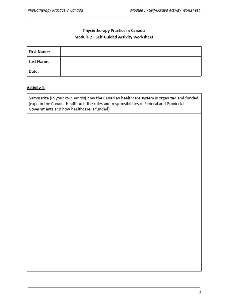 Module 1 - Self-Guided Activity Worksheet | PDF | Health Care | Physical Therapy
