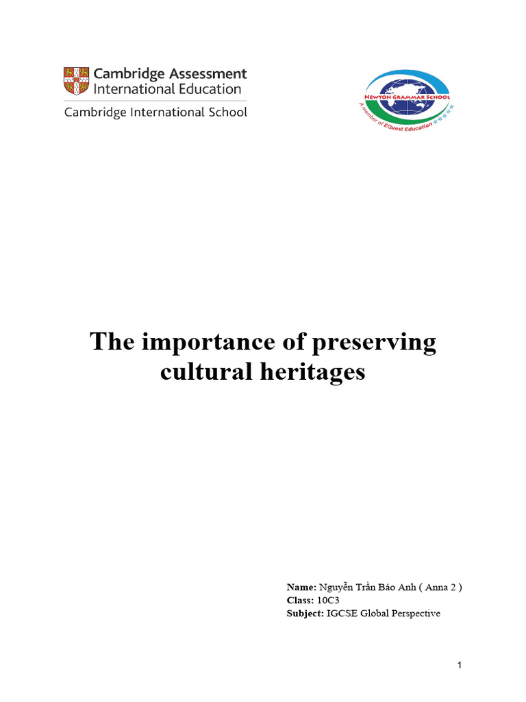 Cultural Heritage for Students | PDF | Cultural Heritage | Historic ...