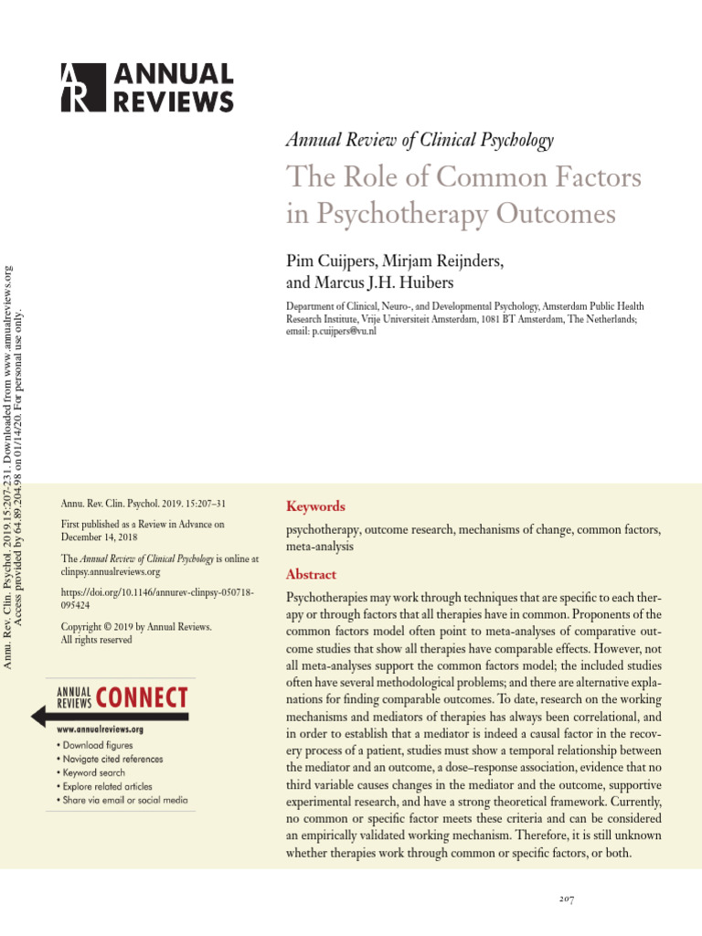 The Role of Common Factors in Psychotherapy Outcome (Lectura) | PDF ...