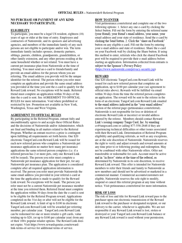 Referral-Program-Rules-10-16-19 | PDF | Insurance | Family