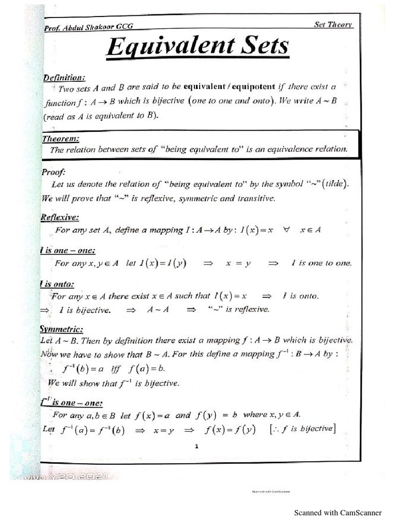 Set Theory Notes | PDF