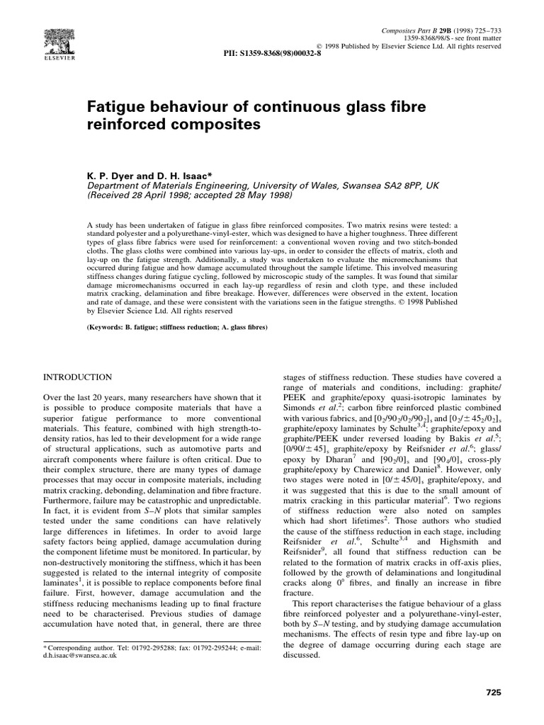 Fatigue Behavior of Glass Fiber Composites | PDF | Fatigue (Material ...