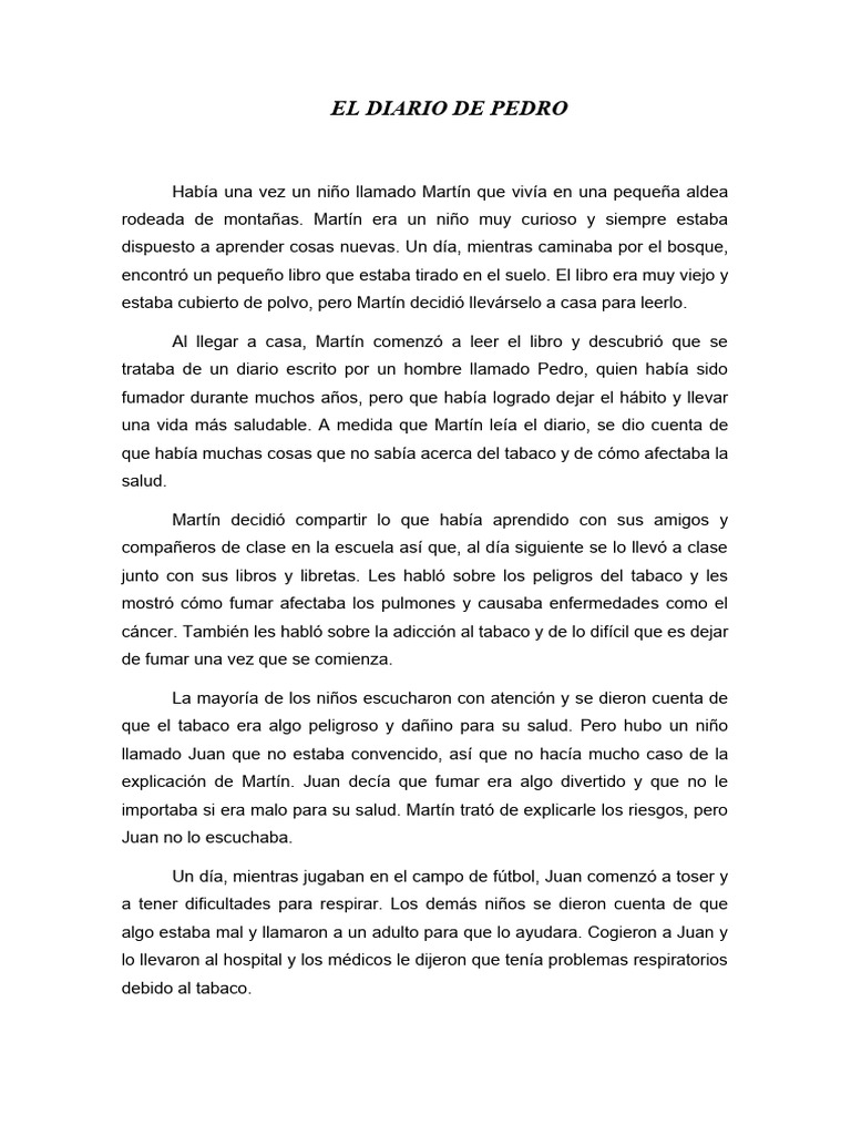 El diario de Pedro | PDF | Dejar de fumar | De fumar