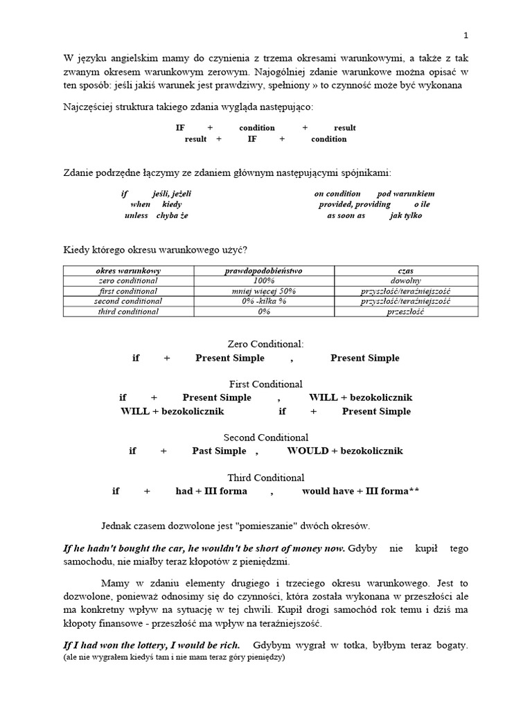 Conditionals, Tryby Warunkowe | PDF