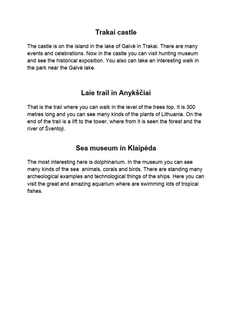 Places To Visit In Lithuania Pdf