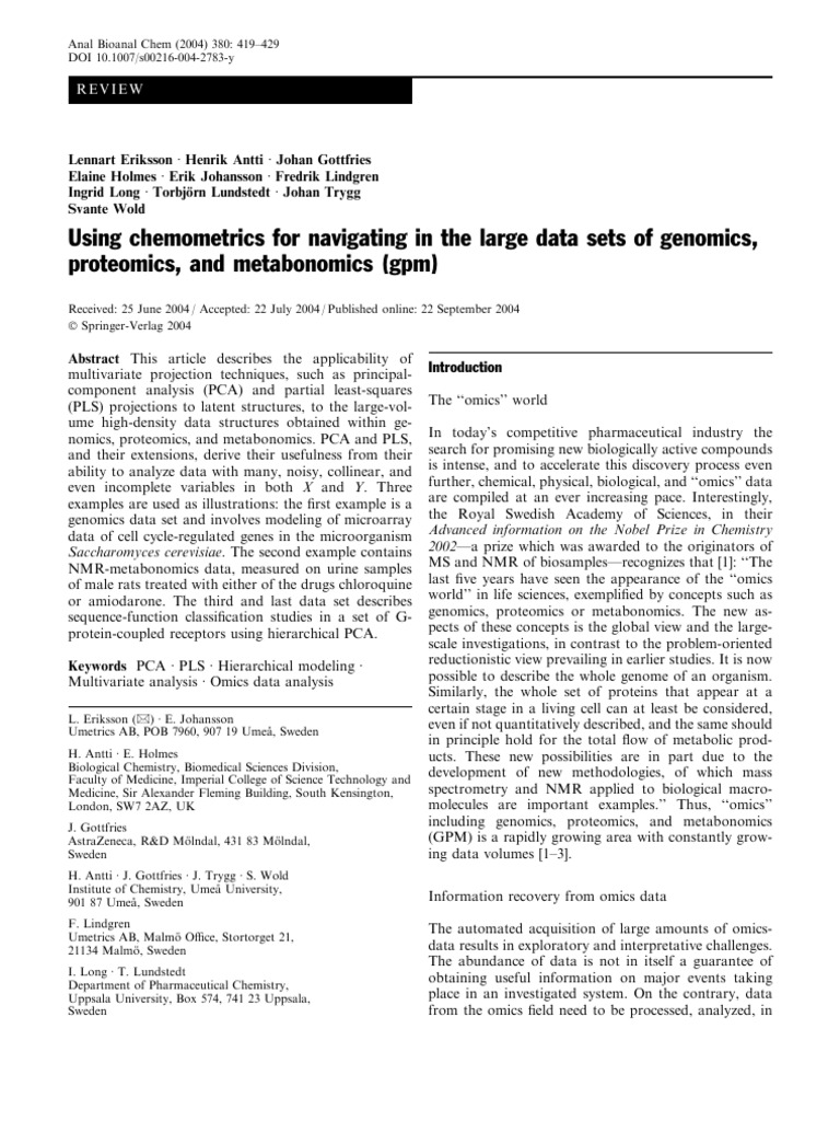 Chemometricsanalbiochem | PDF | Principal Component Analysis | Covariance Matrix