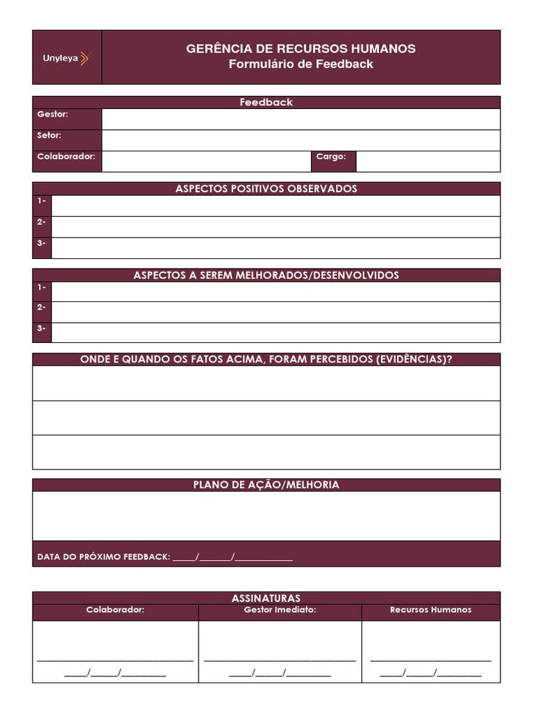Formulário Feedback | PDF