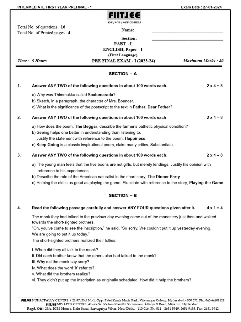 Intermediate English Prefinal Exam 2024 | PDF | Human Communication | Languages