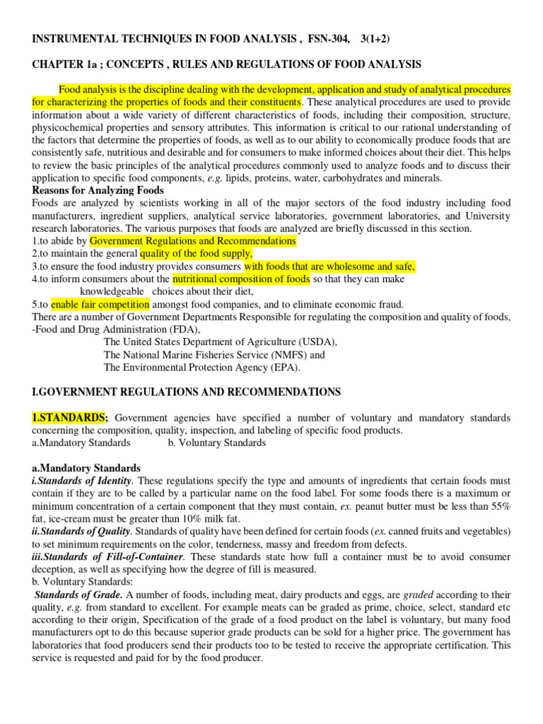 FSN-304-Instrumental Techniques in Food Analysis | PDF
