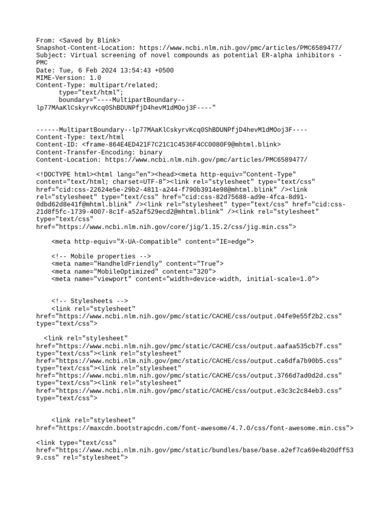 Virtual Screening Of Novel Compounds As Potential Er Alpha Inhibitors