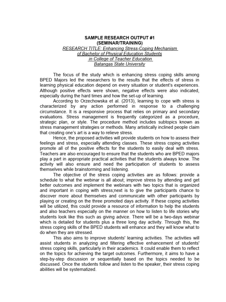 Sample Research Outputs | PDF | Nonverbal Communication | Teachers