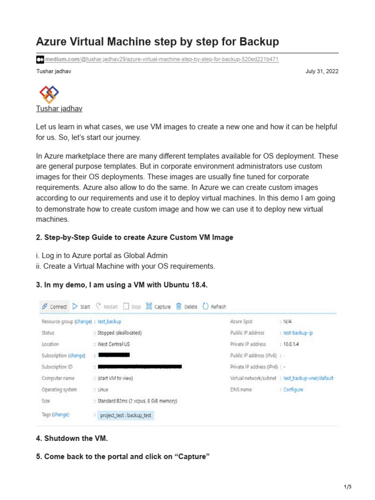 Azure Virtual Machine Step by Step For Backup | PDF | Cyberspace | Computer Security