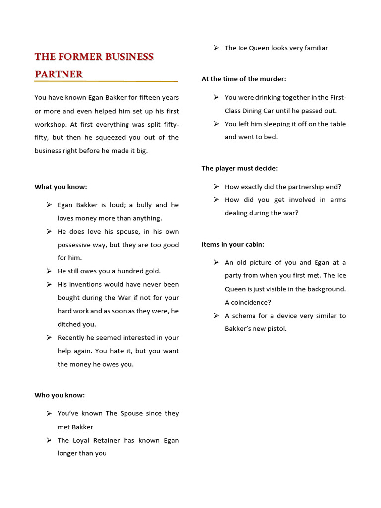 Former Business Partner Archetype | PDF | Mystery, Thriller & Crime Fiction