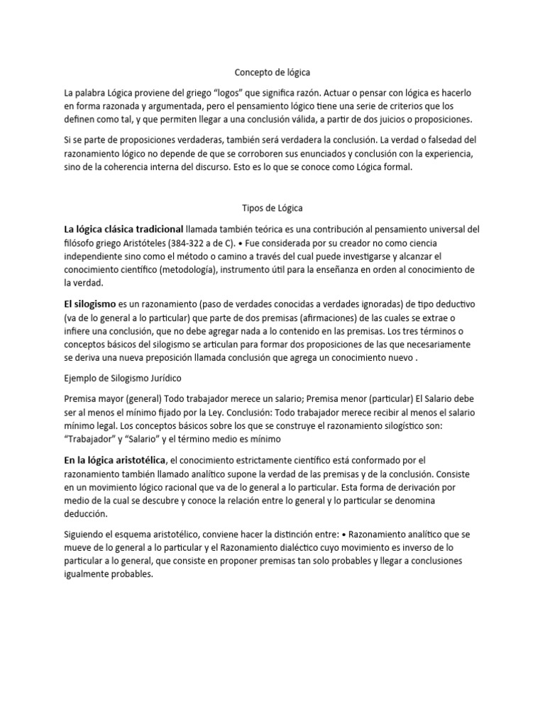 Concepto de Lógica Exa1 | PDF | Lógica | Razón