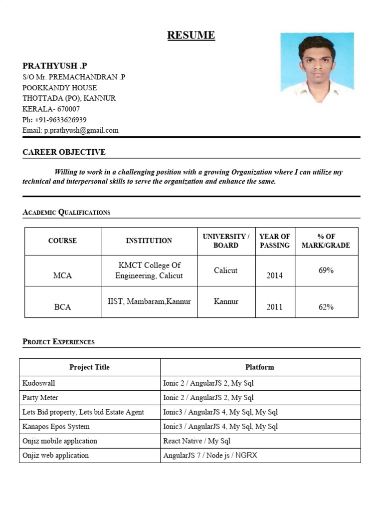 Prathyush Resume | PDF | Angular Js | Mobile App