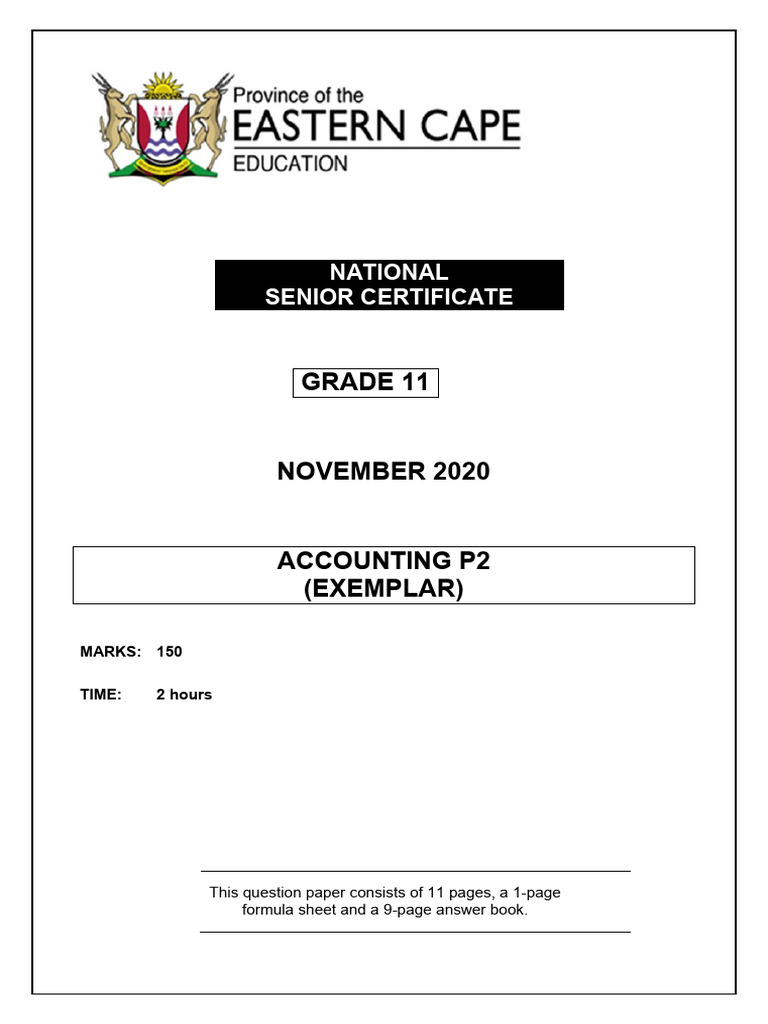 Accounting p2 Gr11 QP Nov2020 - English | PDF | Debits And Credits ...