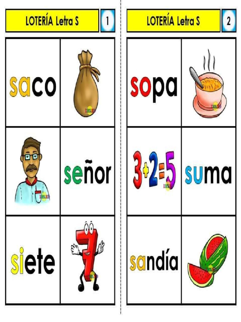Loteria de Las Silabas S | PDF