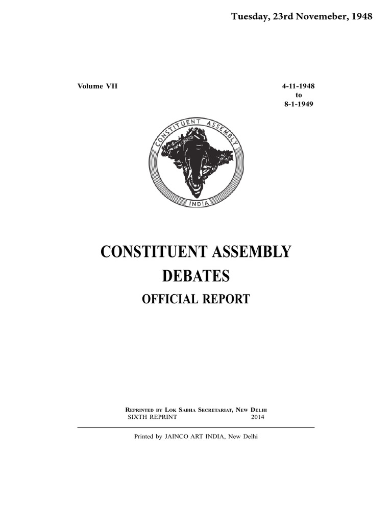 Constituent Assembly Debates Volume VII | PDF | Democracy | Political ...