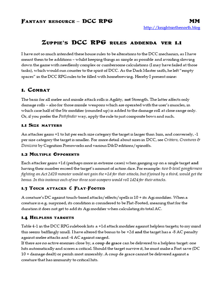Zuppies DCC RPG Rules Addenda 1 1 | PDF | Armour | Prices