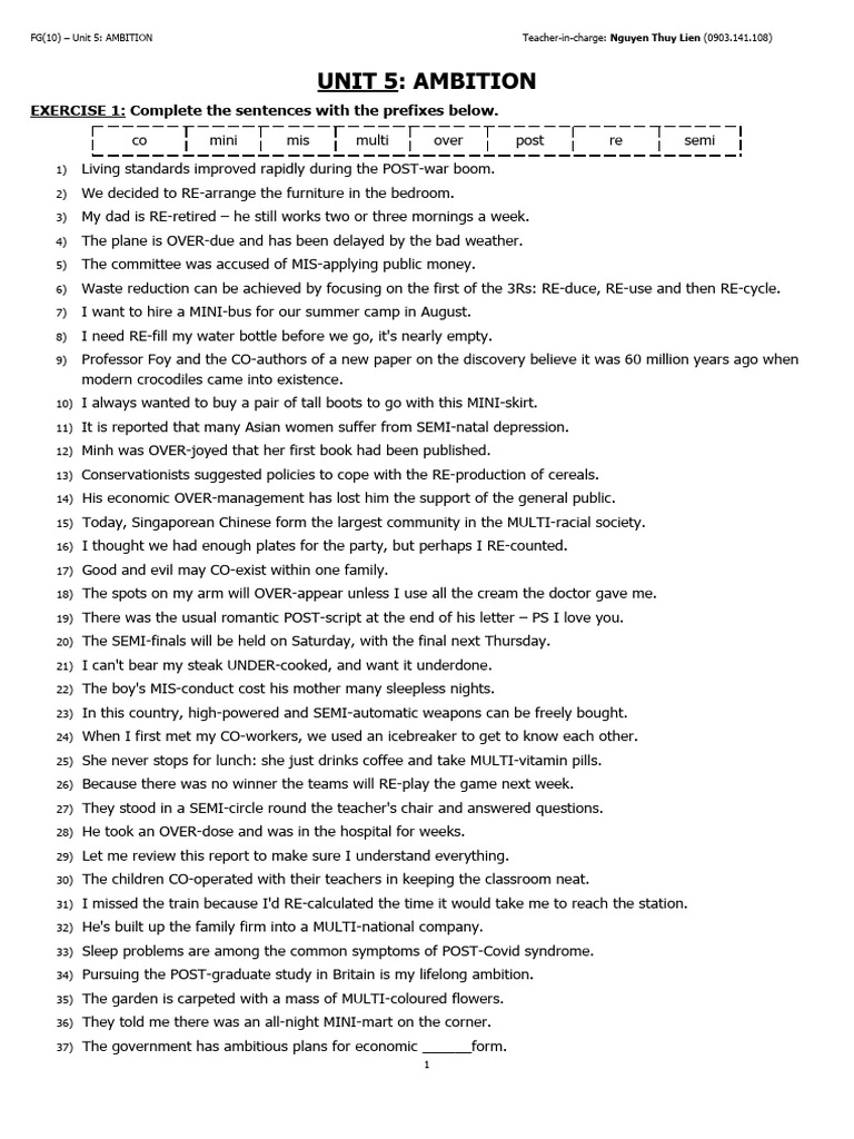 Unit 5-Ambition (More Exercises) | PDF | Recruitment | Employment