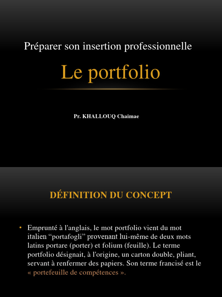 Définir et Créer un Portfolio Professionnel | PDF | Évolution de carrière