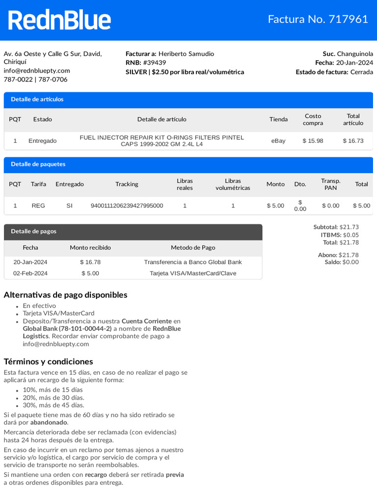 Factura RNB | PDF | Visa Inc. | Economias