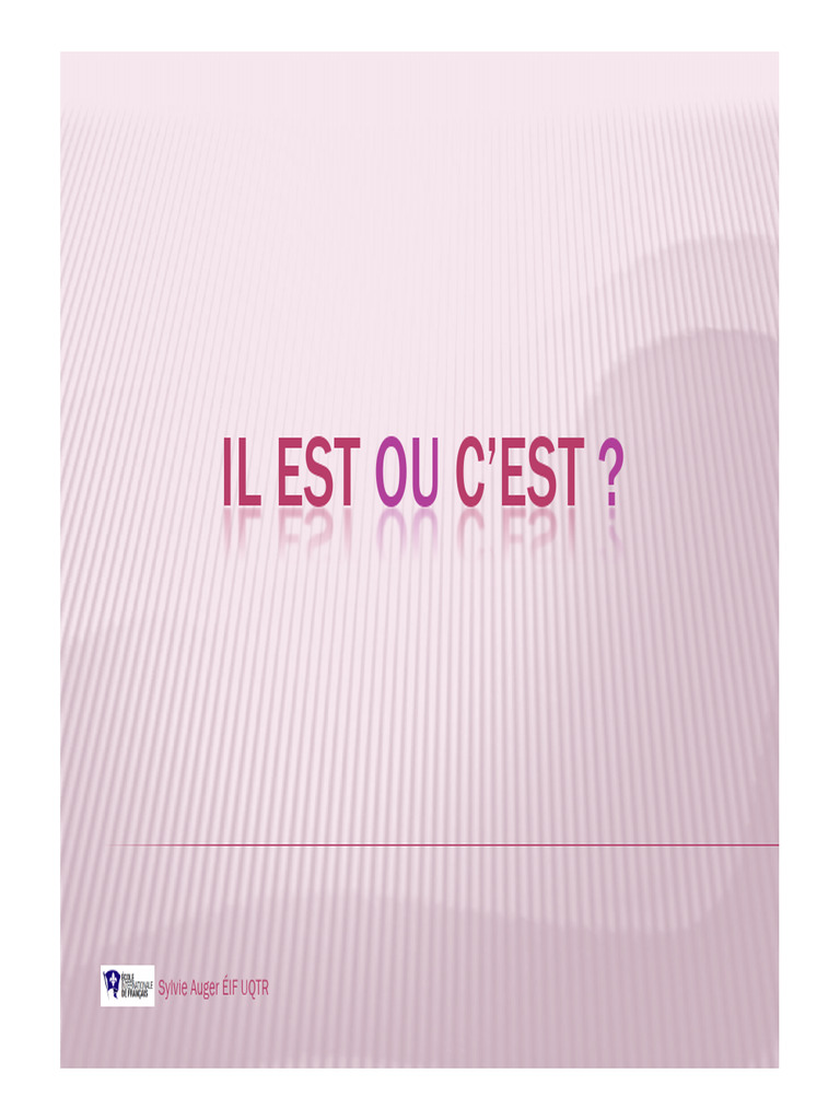 il est ou c'est | PDF