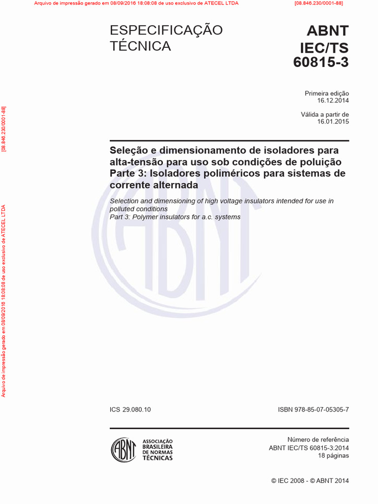 Especificação Técnica: Abnt Iec/Ts 60815-3 | Download grátis PDF ...