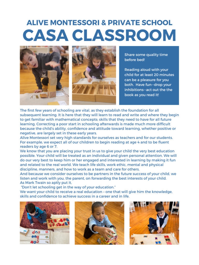 CASA Newsletter Flyer | PDF | Montessori Education | Senses