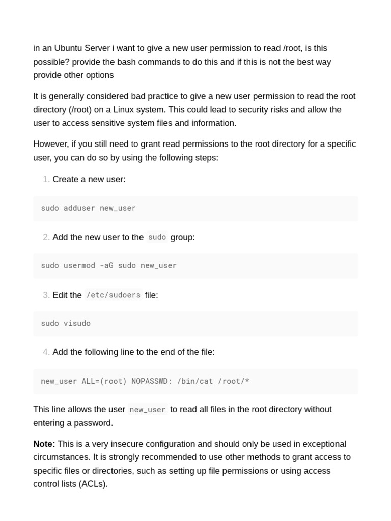 Granting Read Permissions To Root Directory Best Practices and ...