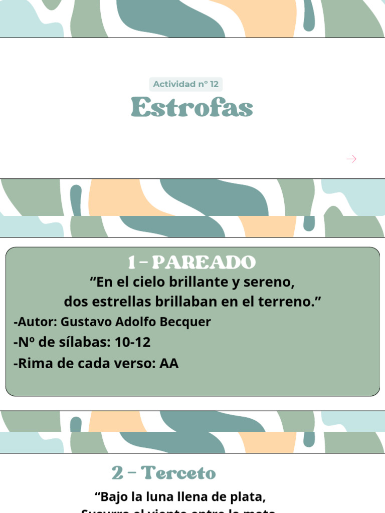 Actividad 12 Estrofas | PDF | Recursos poéticos | Forma Stanzaica