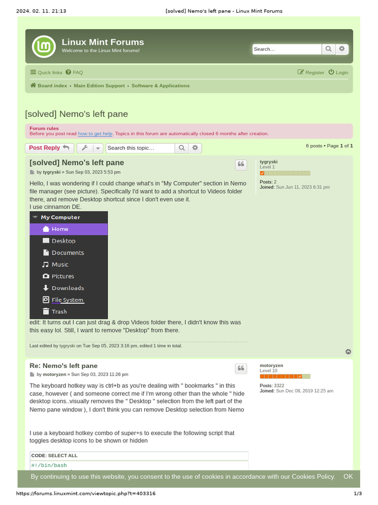 (Solved) Nemo's Left Pane - Linux Mint Forums | PDF | Keyboard Shortcut | Solid State Drive