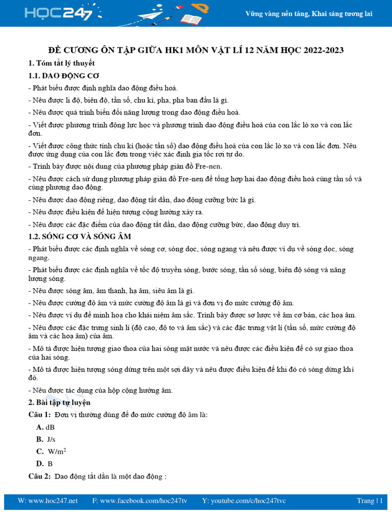 On Tap Vat Ly1 | PDF