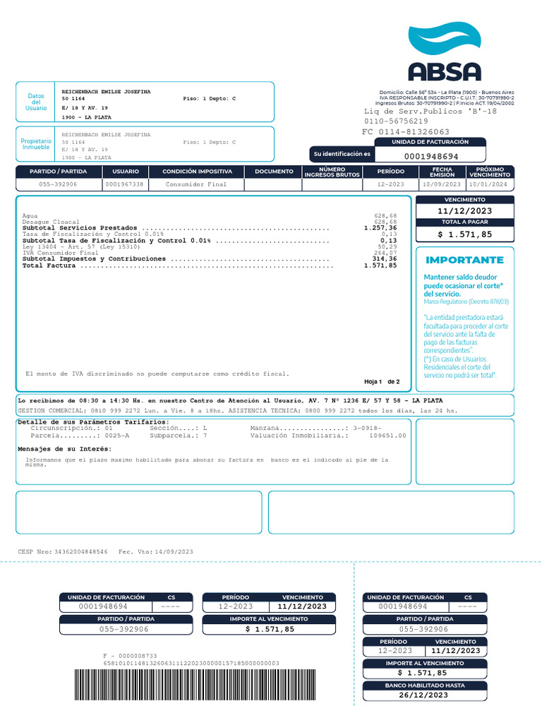 ABSA - Vto 202312 | PDF