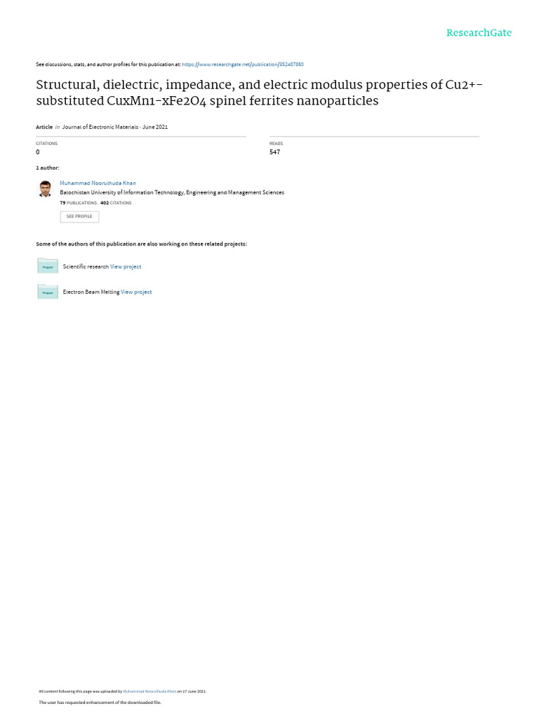 Structural Dielectric Impedance and Electric Modul | PDF | Dielectric | X Ray Crystallography