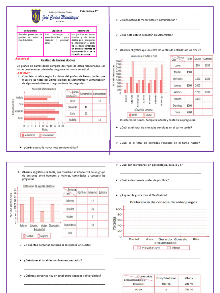 Ejercicios de Gráficos de Barras Dobles | PDF | Juegos y actividades